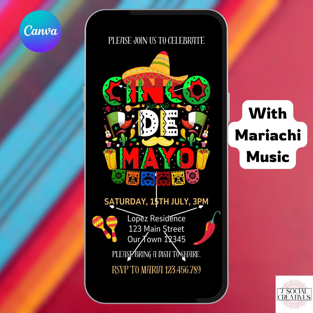 Cinco De Mayo Invitation. Digital Animated Fiesta Invite With Mariachi ...