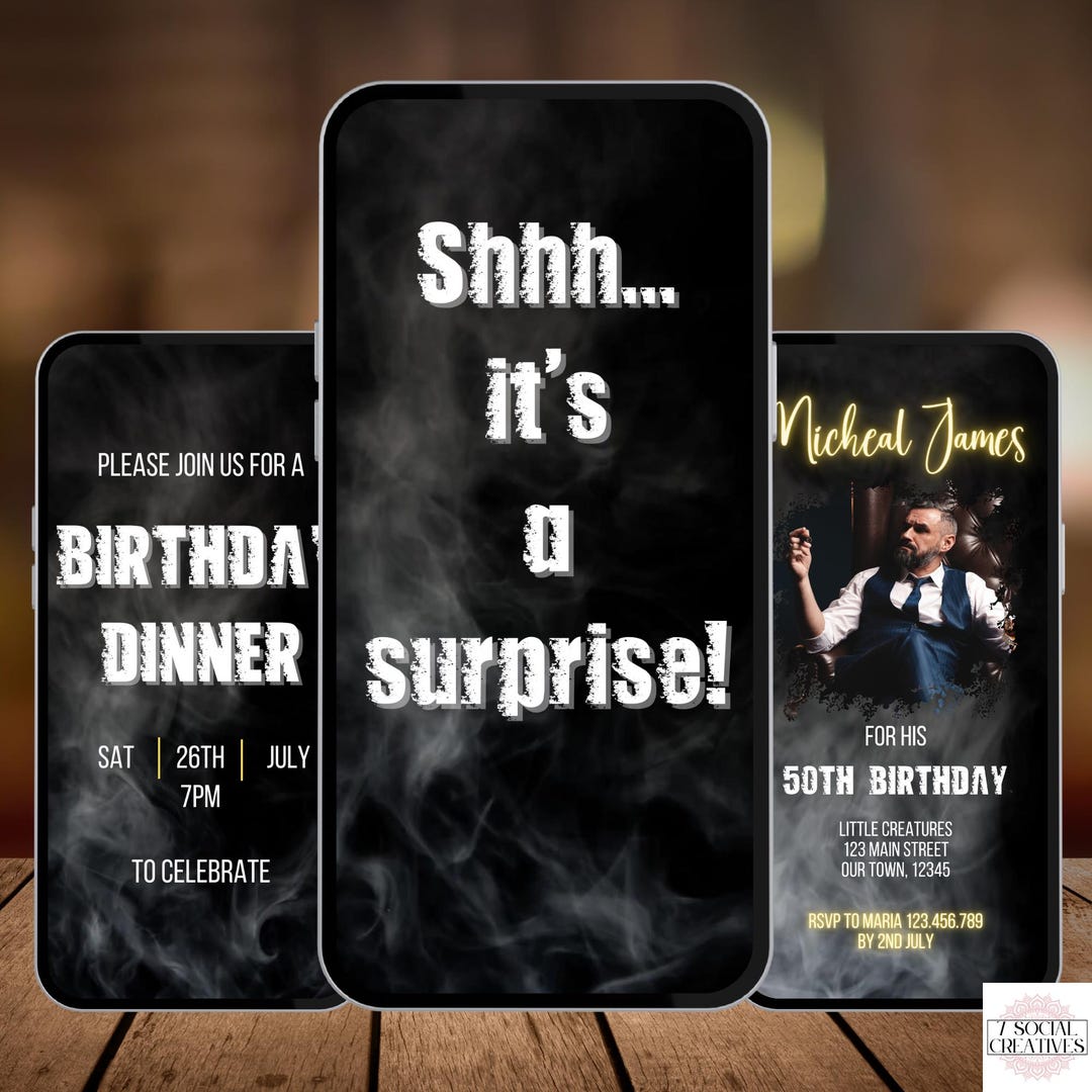 Mens Surprise Birthday Dinner Invitation. Digital the Man, Myth and ...