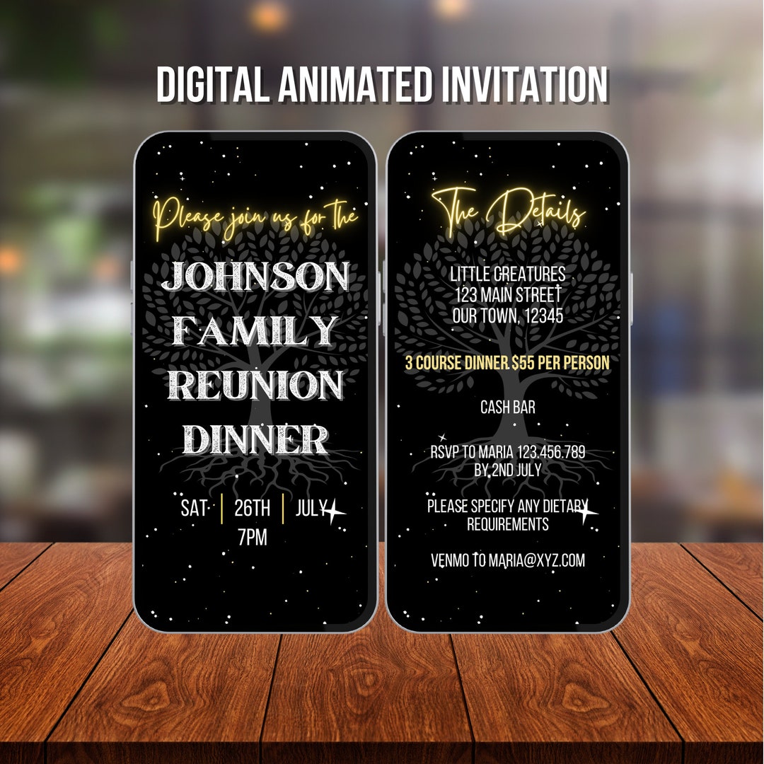 Family Reunion Dinner Invitation. Digital Family Tree Party Invite ...