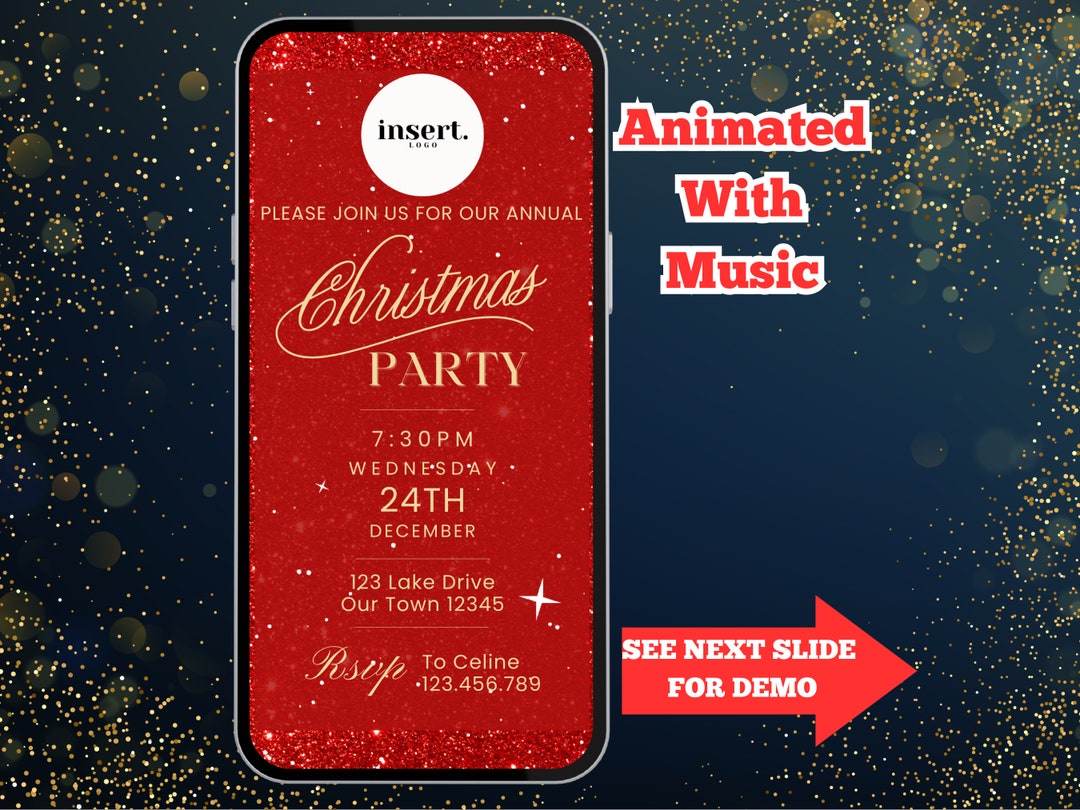 Work Christmas Party Invitation. Holiday Invite Template. Add Your Logo ...