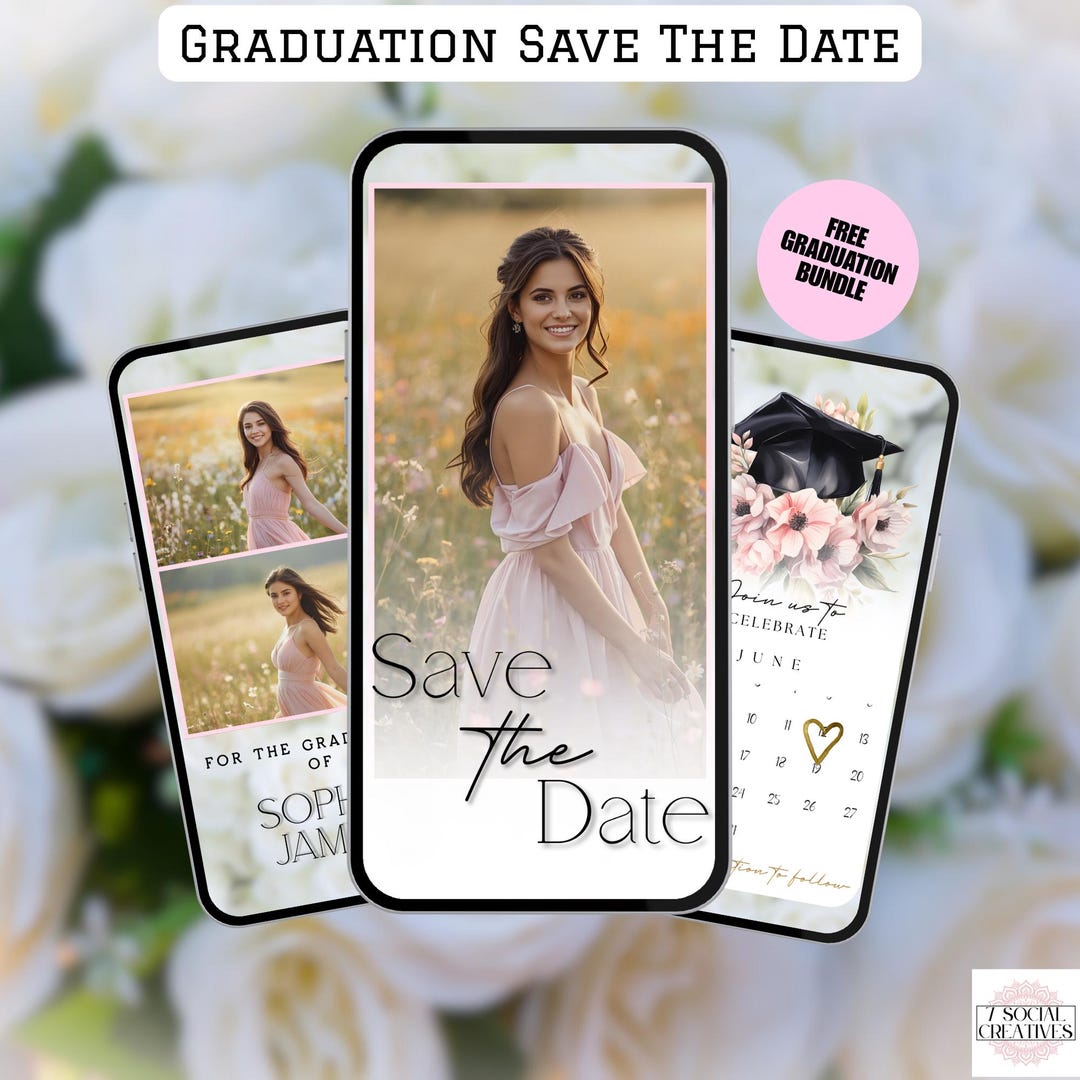 Graduation Save the Date Invitation With Photos. Digital College or ...