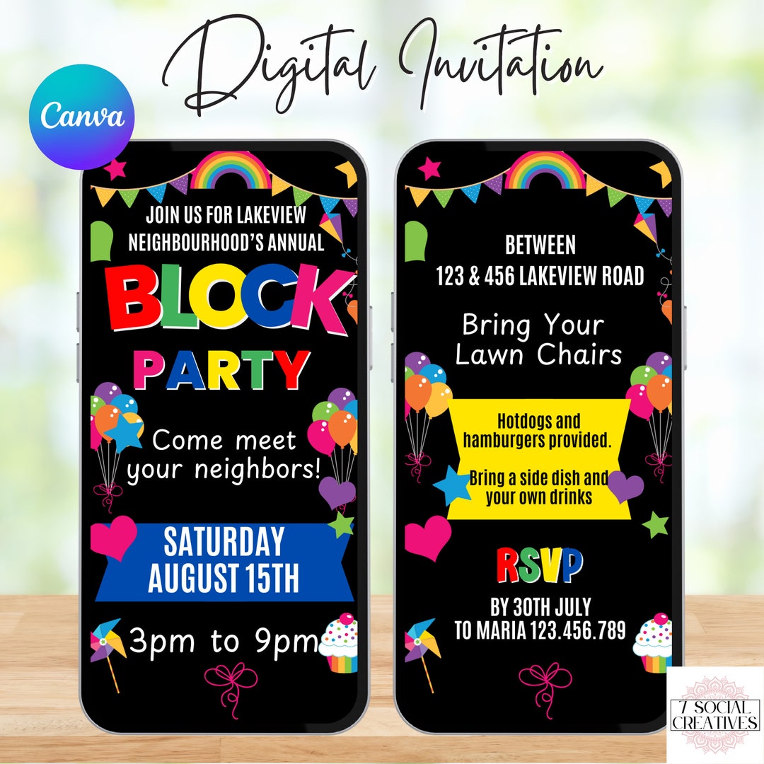 Block Party Invitation. Digital Animated Neighborhood BBQ or Potluck ...