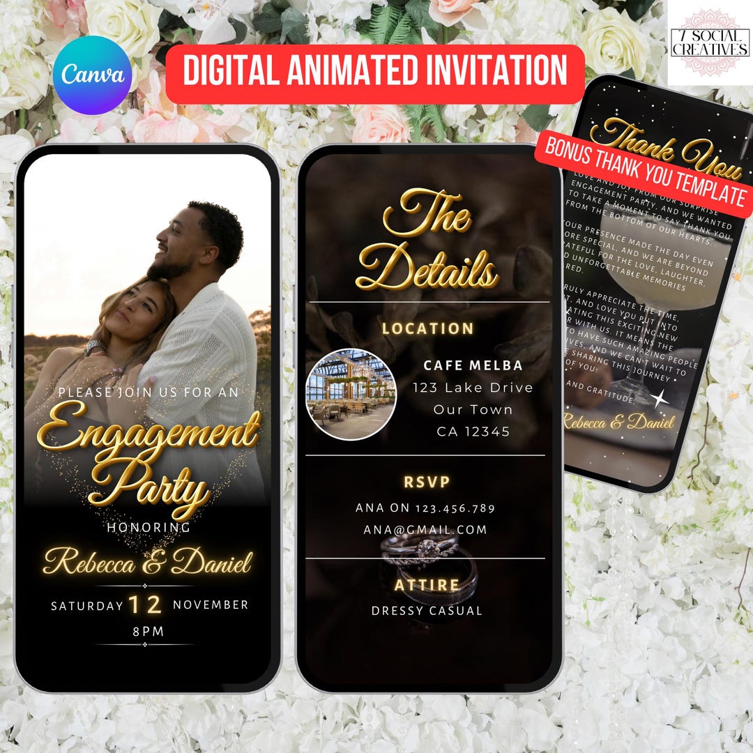 Engagement Party Invitation With Photo and Bonus Thank You. Digital ...