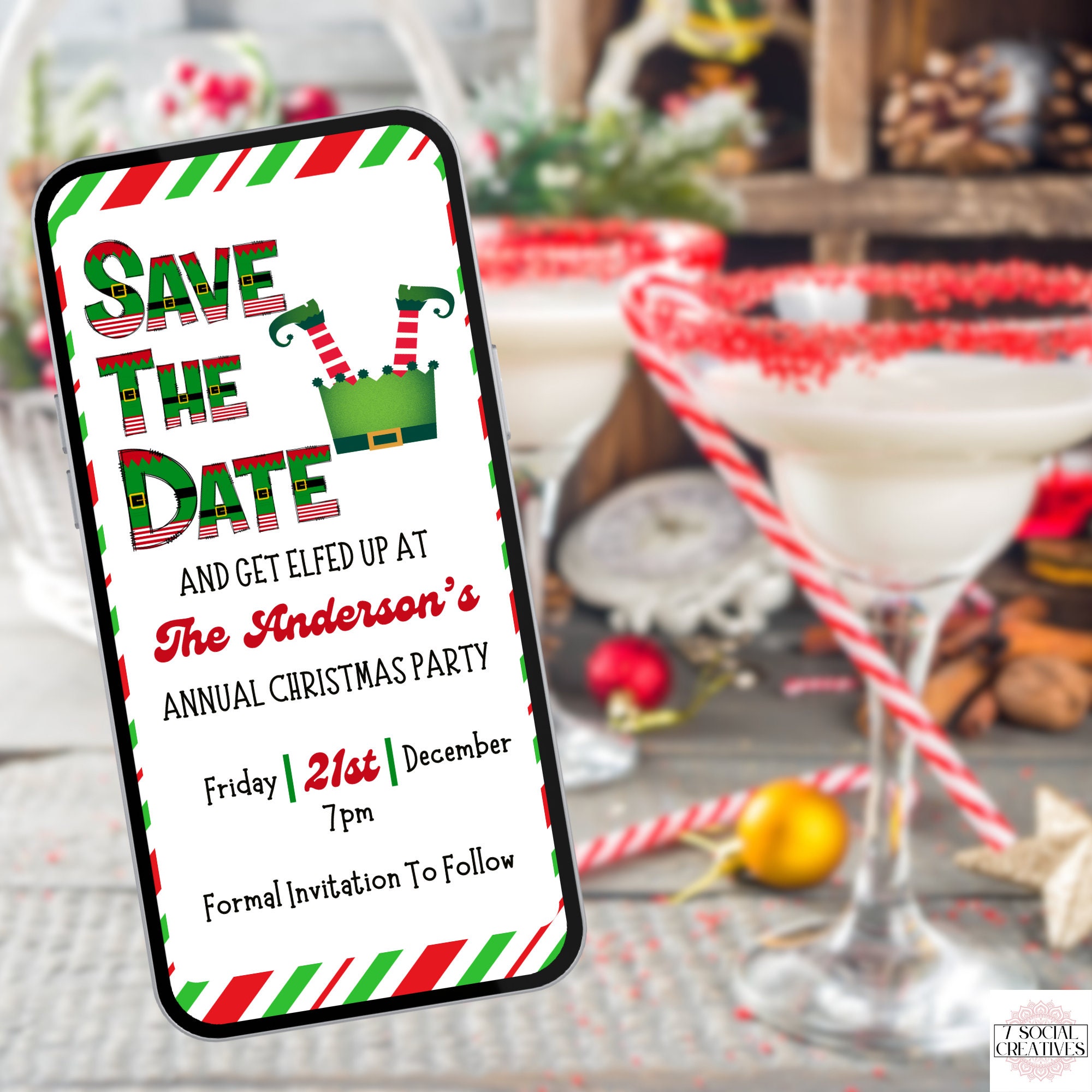 Christmas Party Elfed up Save the Date Invitation. Digital Fun Let's ...