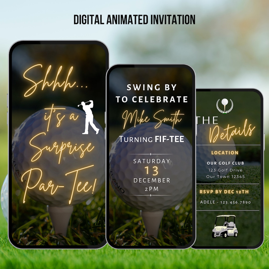 Surprise Golf Birthday Invite. Digital Par Tee Invitation for Golfers ...