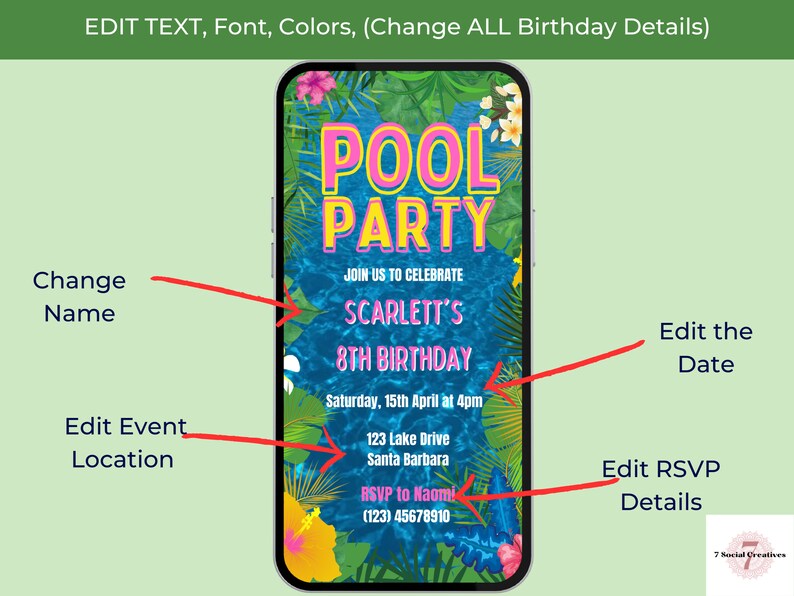 Tropical Pool Party Invitation Digital Video. Summer Island or - Etsy