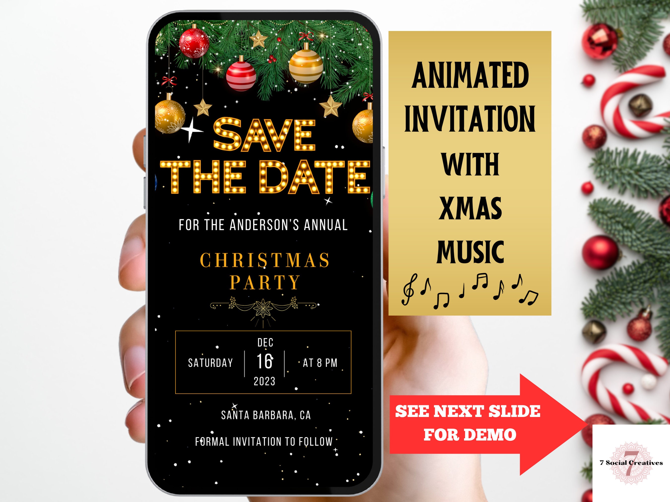 Christmas Save the Date Invitation Template. Digital Animated Xmas ...