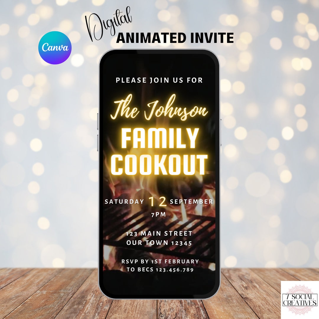Family Cookout Invitation. Digital Animated Backyard BBQ Invite With ...