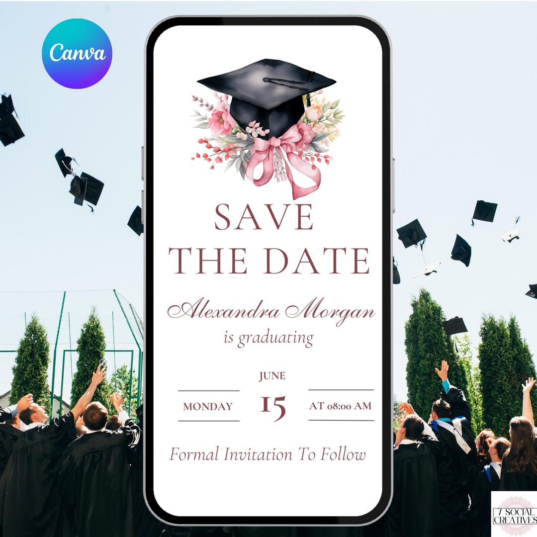 Graduation Save the Date Invitation. Digital College or High School ...