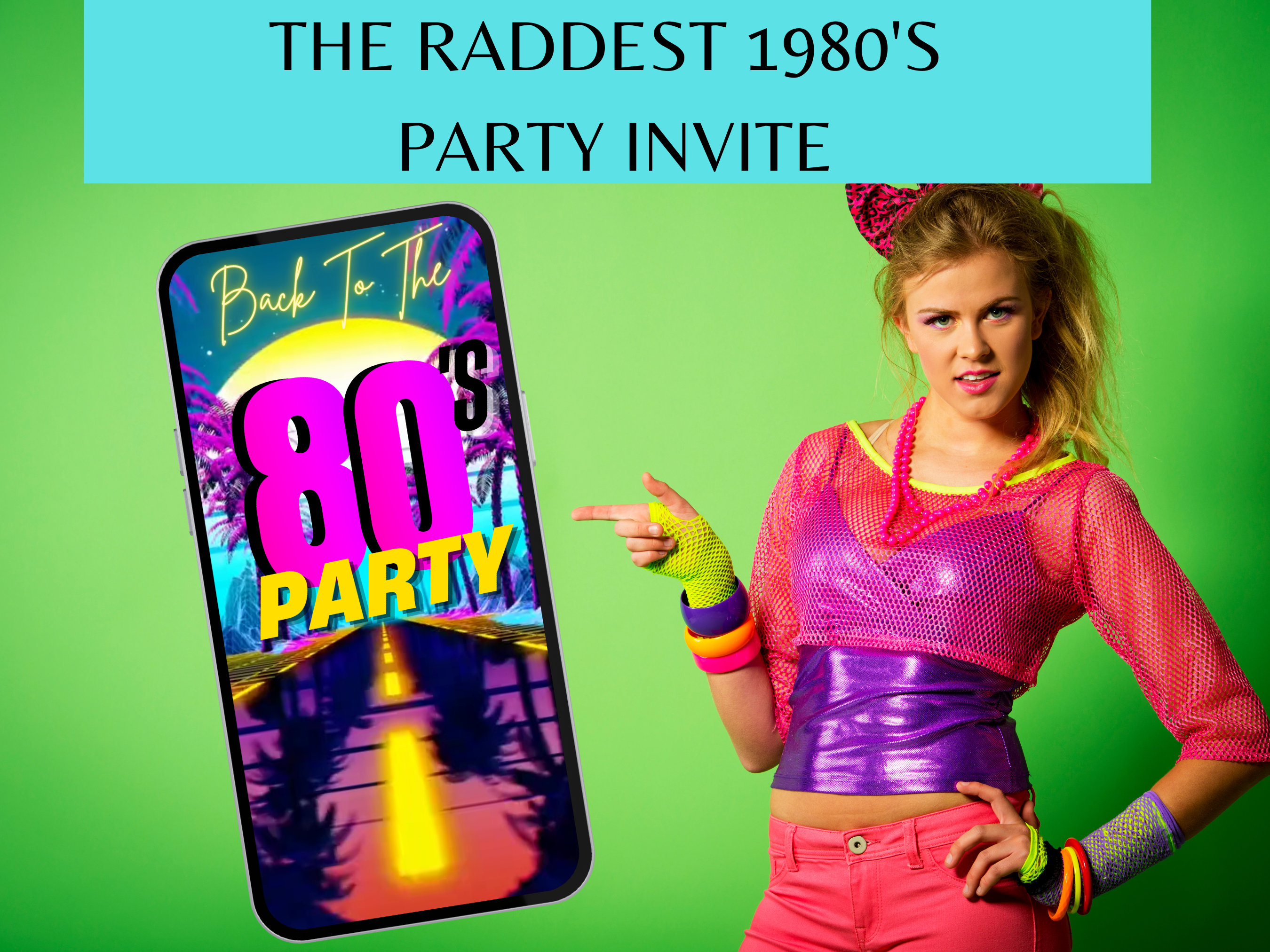 80s Party Invite Video. Neon Retro Digital Invitation is - Etsy