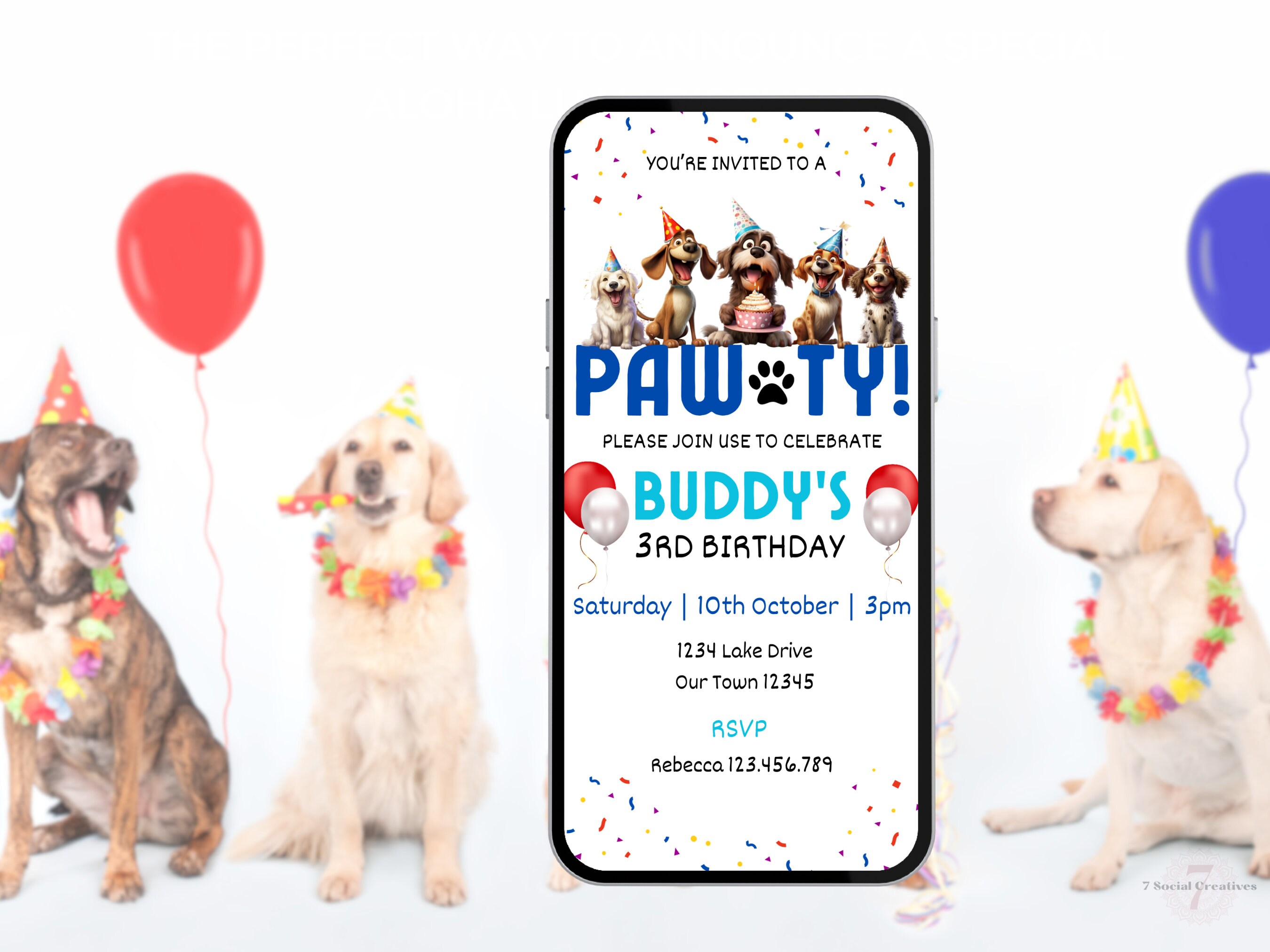 Dog Party Invitation. Digital Dog Birthday Invite DIY - Etsy