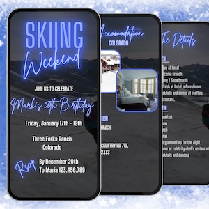 Skiing Trip Itinerary Invitation. Animated Digital Aspen Ski Holiday ...