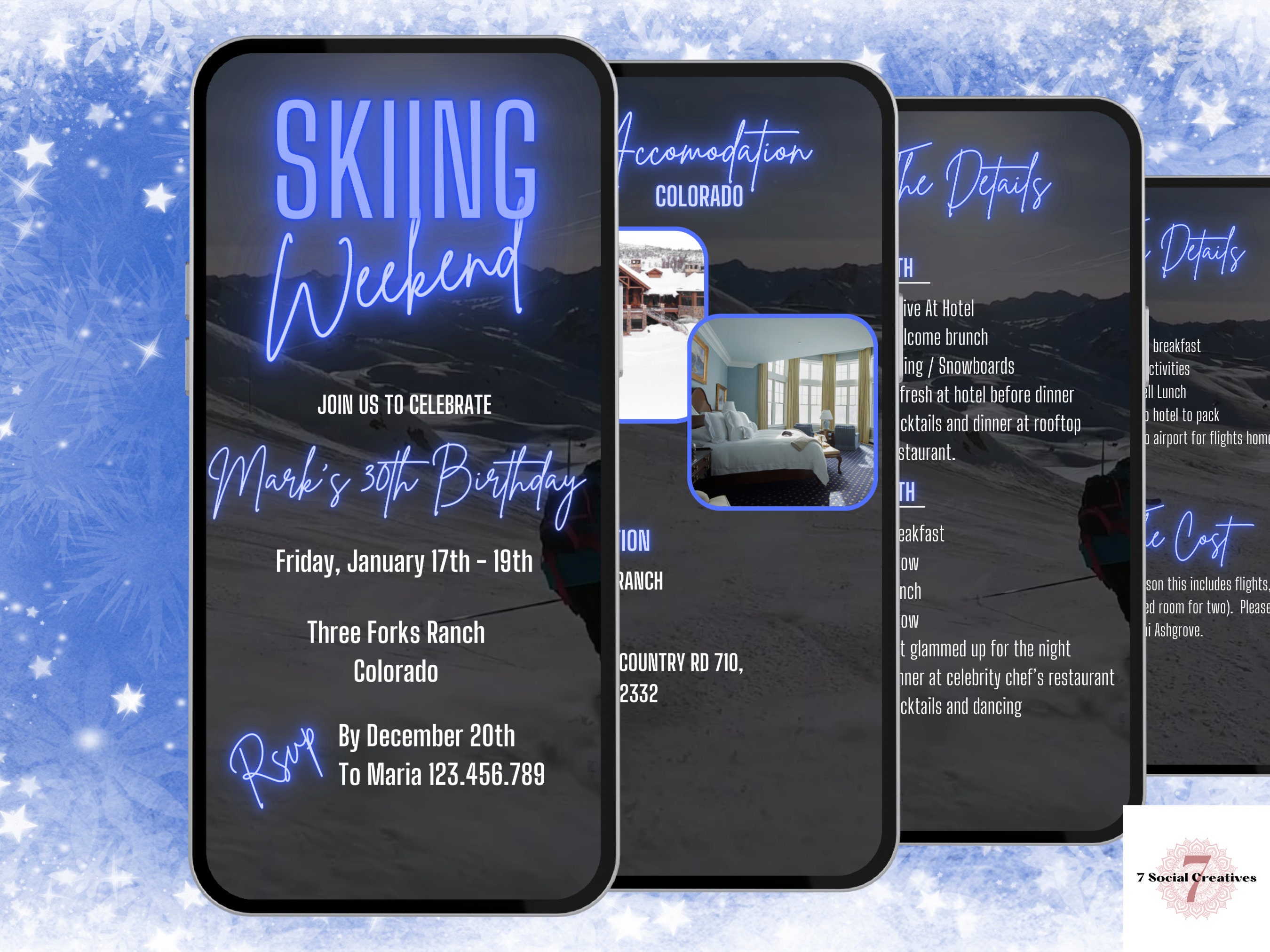 Skiing Trip Itinerary Invitation. Animated Digital Aspen Ski Holiday ...