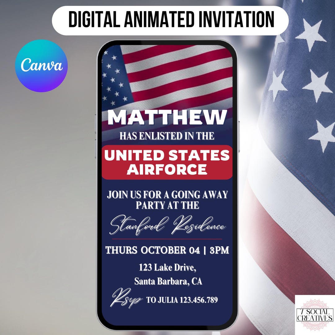 Military Enlistment Going Away Party Invitation. Digital National Guard ...