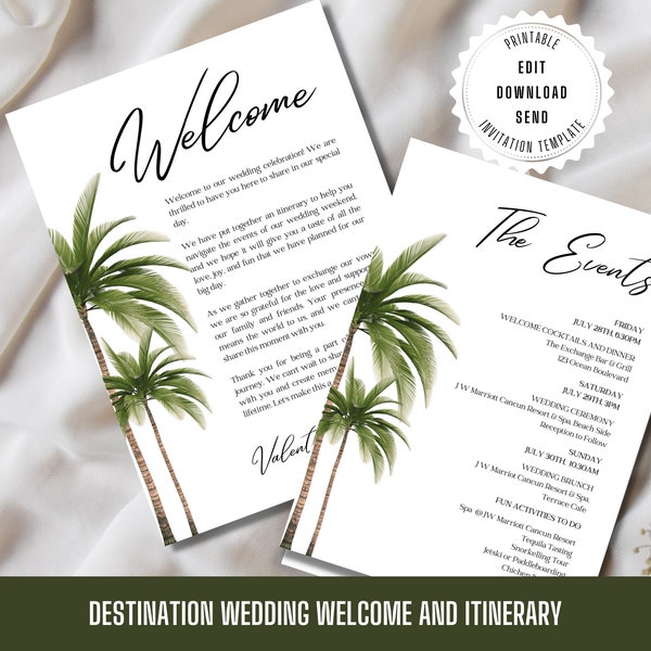 Destination Wedding Itinerary - Etsy