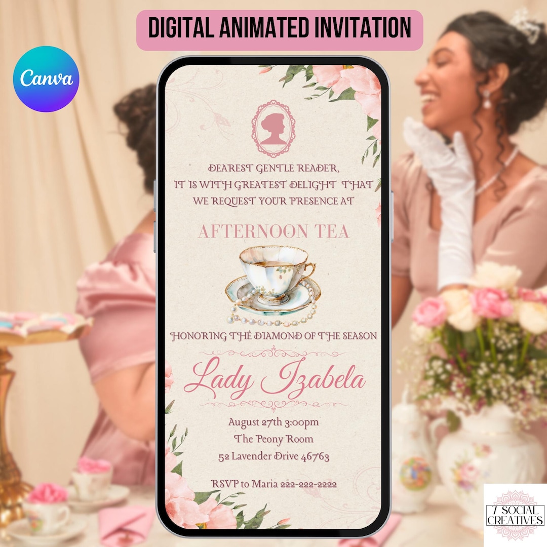 Regal Tea Party Invitation. Digital Animated Birthday or Bridal Shower ...
