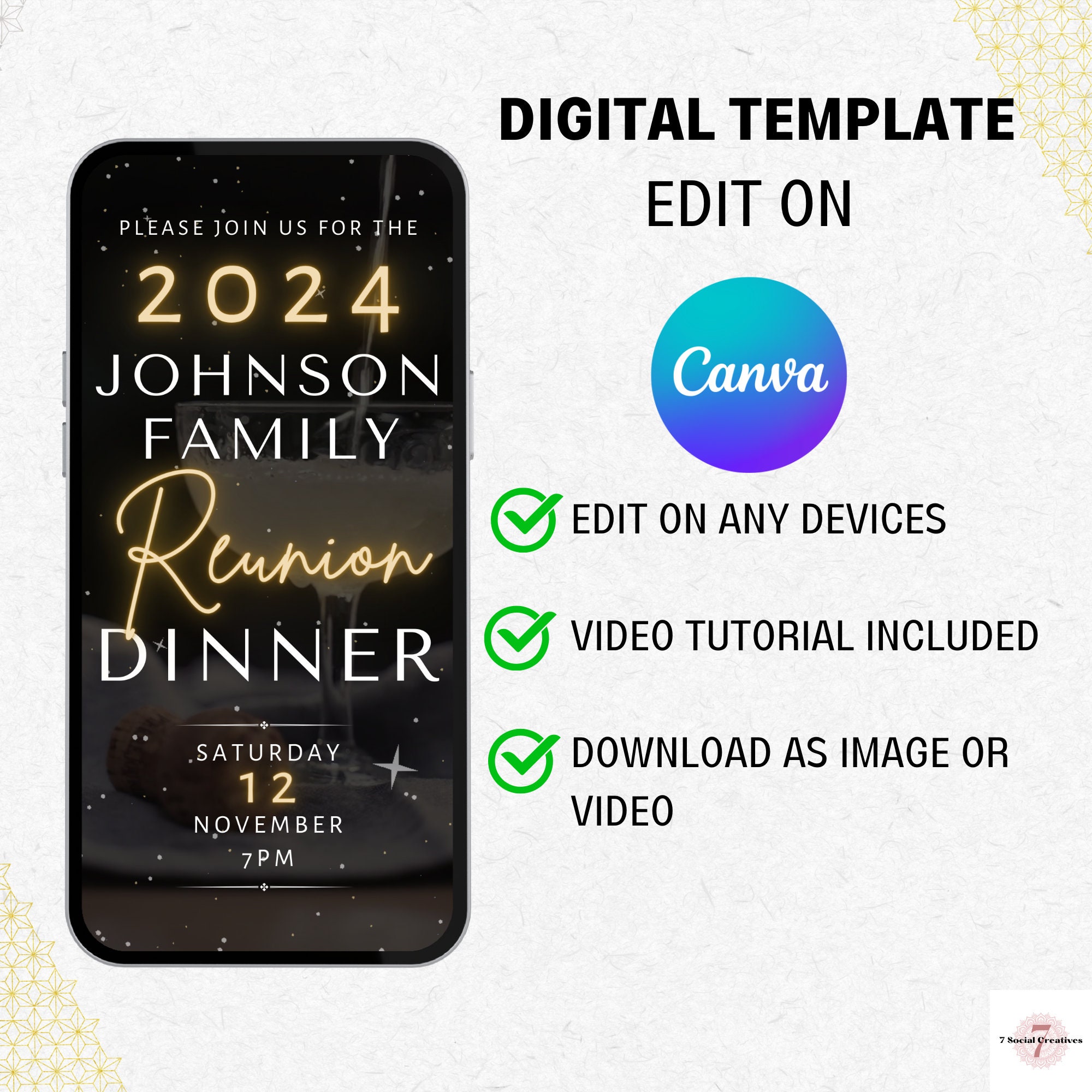 Family Reunion Dinner Invitation. Digital Family Party Invite. Elegant ...