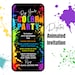 Color Party Invite. Digital Animated Tik Tok Challenge Platter or ...