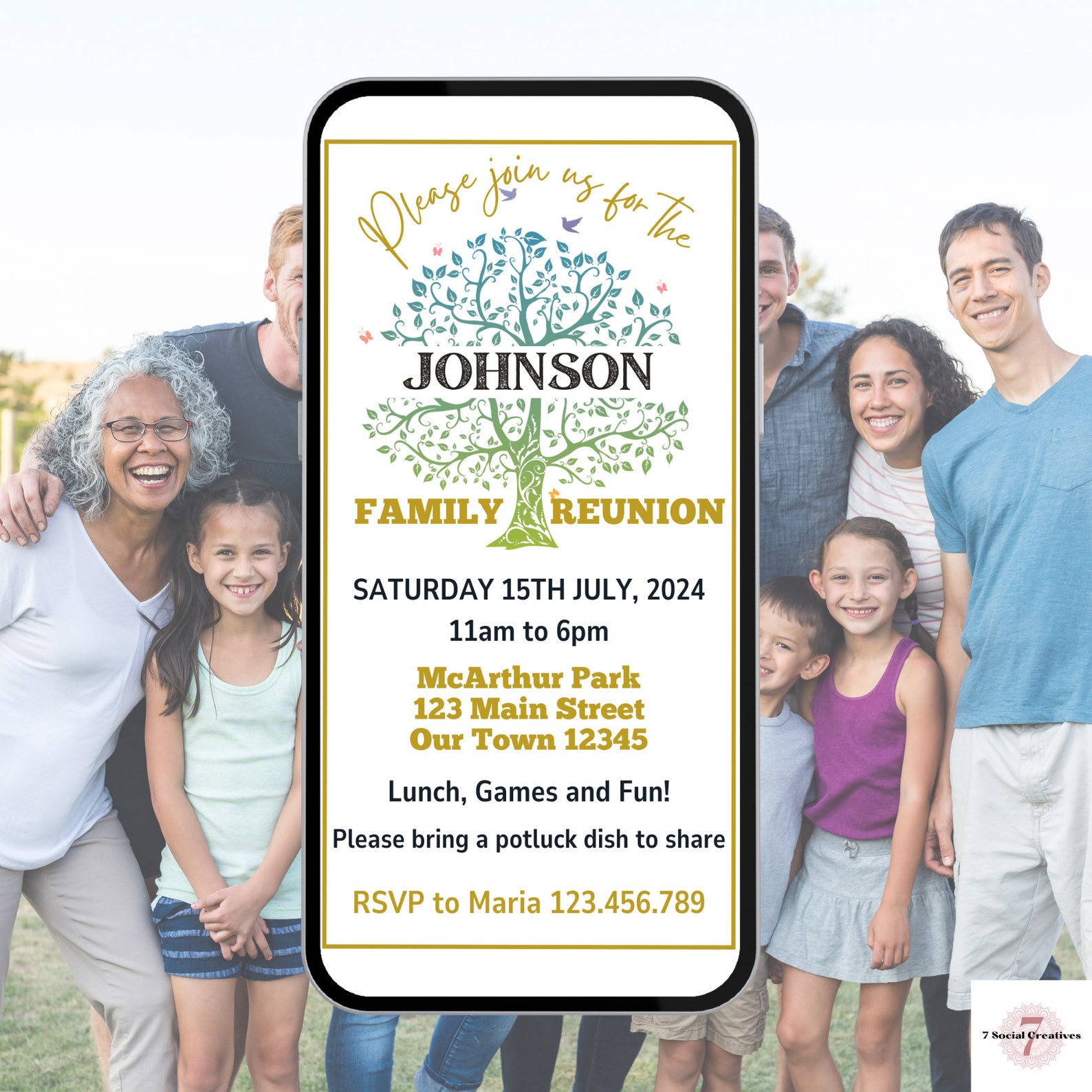 Family Reunion Invitation. Animated Digital Family Tree Party Invite ...