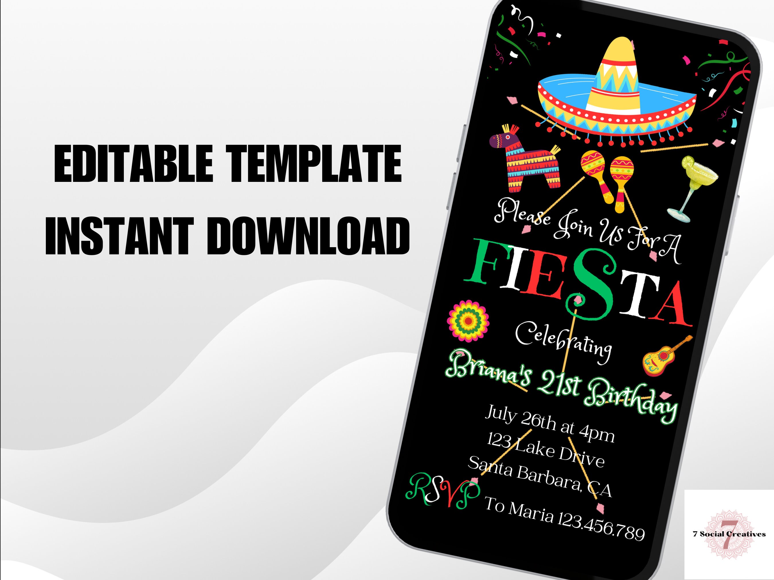 Fiesta Birthday Invitation. Mexican Theme Animated Party - Etsy