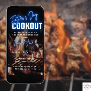 Father's Day Cookout Invitation. Digital Backyard Dads Summer BBQ Chill ...
