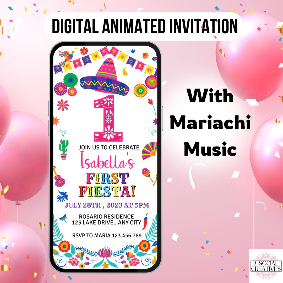 1st Fiesta Birthday Invitation. Digital Mexican Party Theme Invite ...