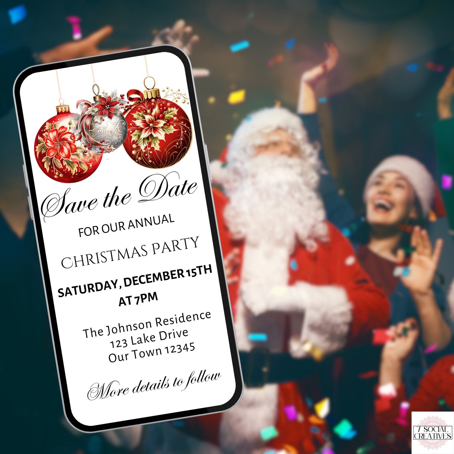 Christmas Party Save the Date Invitation. Digital Animated Elegant Xmas ...
