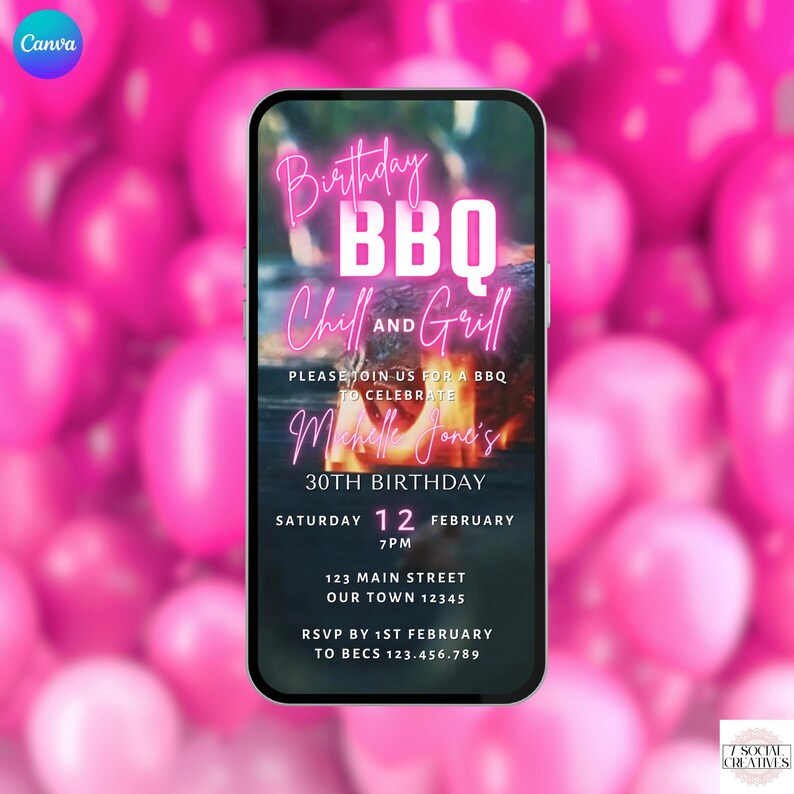 Digital Birthday BBQ Chill and Grill Invitation. Animated Barbeque ...