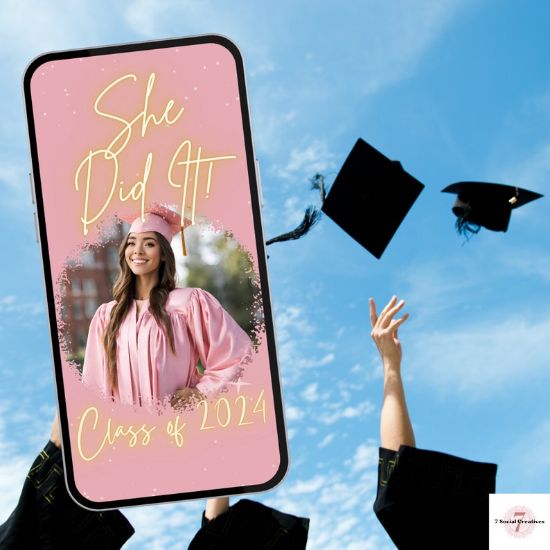 Graduation Party Invitation With Photo Pink. Digital Girls Class of ...