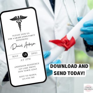 Doctor Graduation Invitation. Digital Animated Mens or Womens MD ...