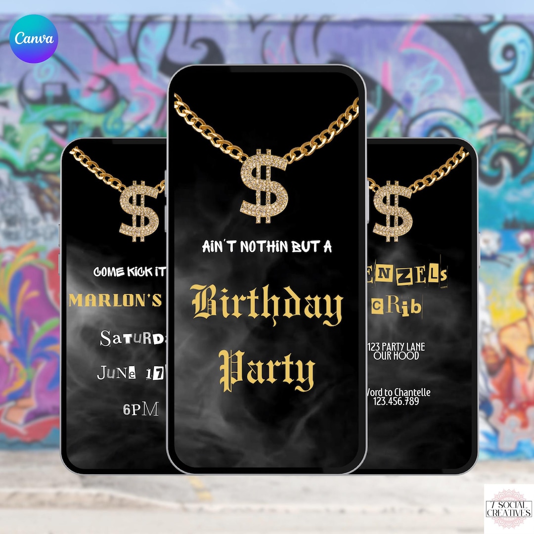 90s Hip Hop Invitation With Music. Digital 1990s Old School Retro Party ...