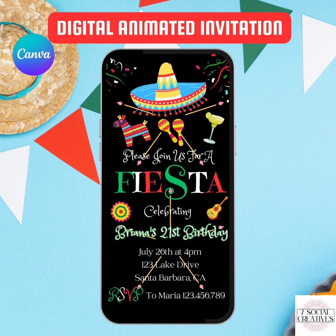 Fiesta Birthday Animated Invitation : Mexican Theme (digital Evite ...