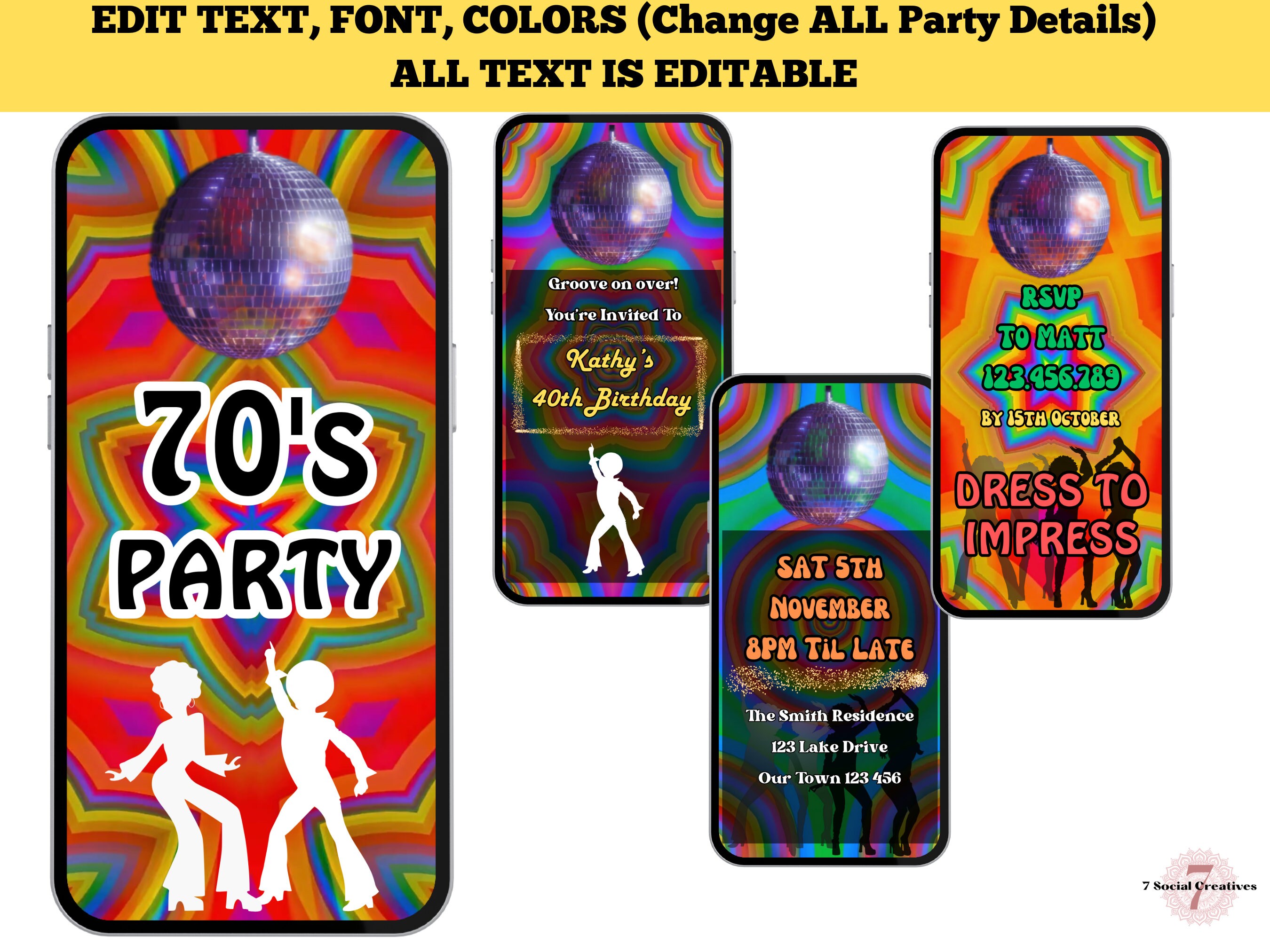 70s Party Invitation. Fun Retro Theme Birthday Video Invite. Perfect ...