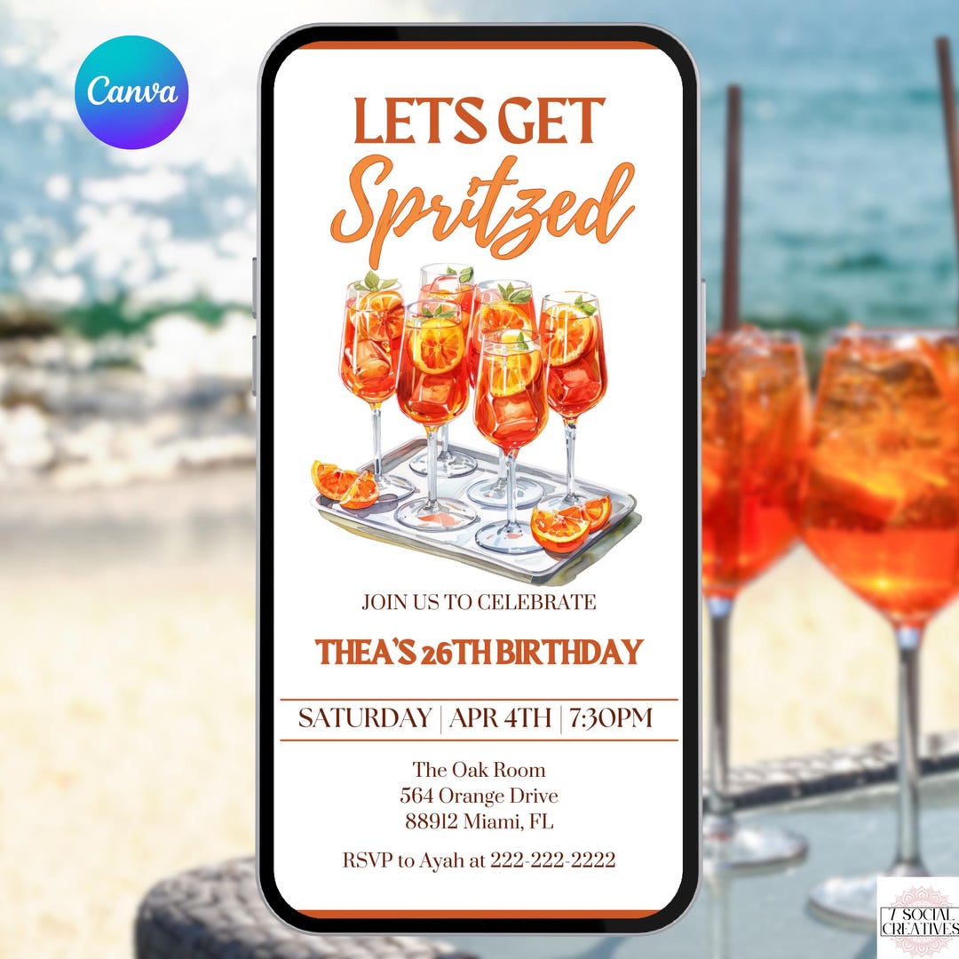 Aperol Spritz Birthday Invite. Digital Animated Let's Get Spritzed ...