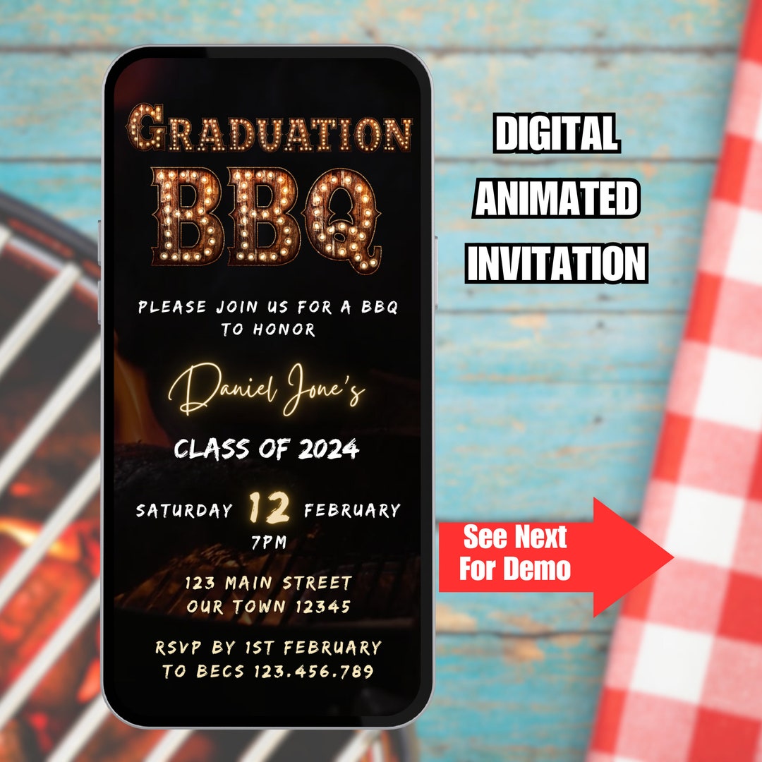 Graduation BBQ Invitation. Digital Class of 2024 Grad Barbeque Party ...