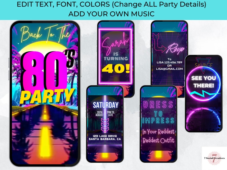 80s Party Invite Video. Neon Retro Digital Invitation is - Etsy