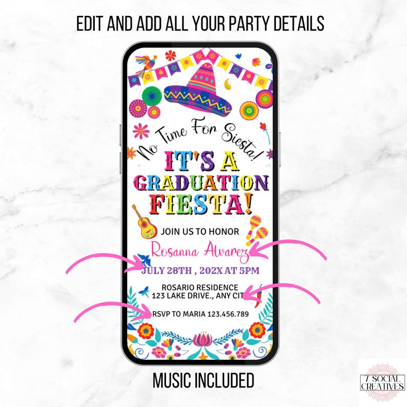 Graduation Fiesta Invite. Digital Mexican Theme 2026 Graduate ...