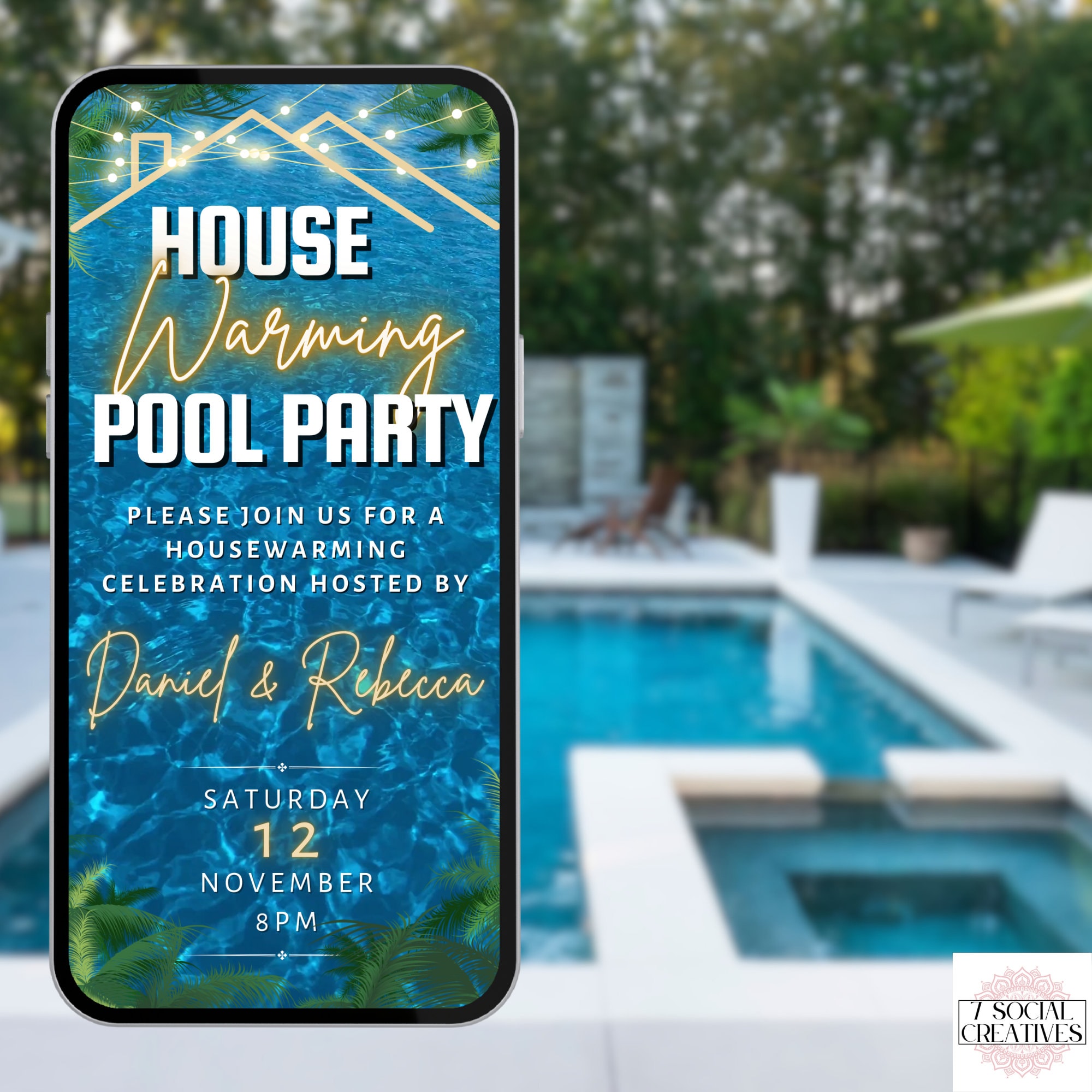 Housewarming Pool Party Invitation. Digital Animated House Warming ...
