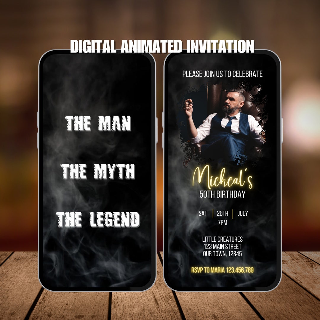 Birthday Invitation for Men. Digital Mens Party Invite With Photo. the ...