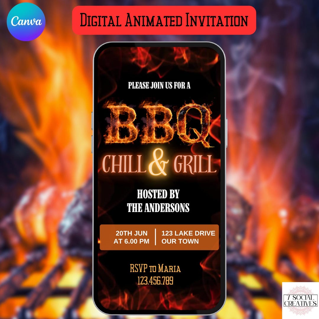 BBQ Grill and Chill Invitation. Digital Animated Barbeque Invite With ...