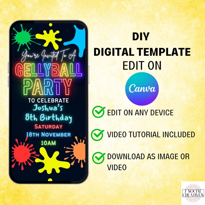 Gellyball Birthday Invitation. Digital Animated Kids Gelly Ball Party ...