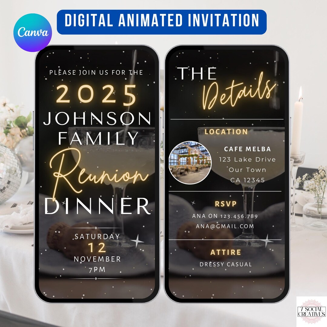 Family Reunion Dinner Invitation. Digital Family Party Invite. Elegant ...