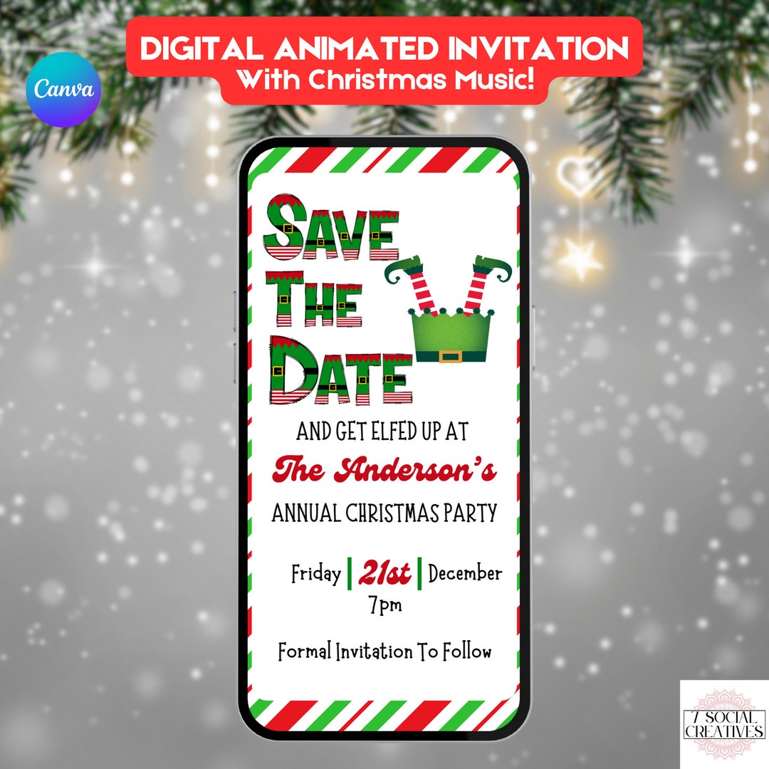 Christmas Party Elfed up Save the Date Invitation. Digital Fun Let's ...