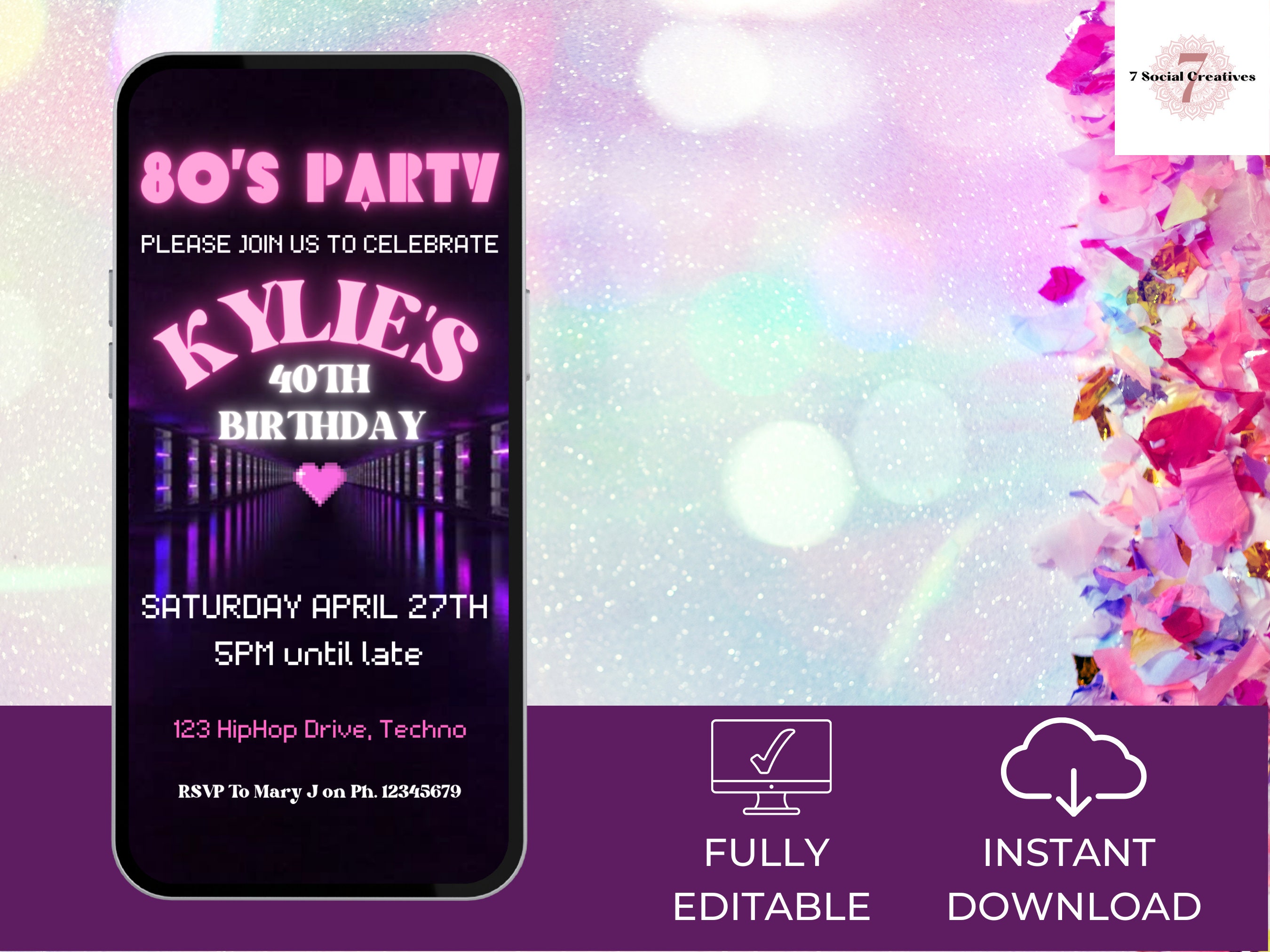 80s Party Invitation. Animated Video, Retro, Disco Invite, With Neon ...