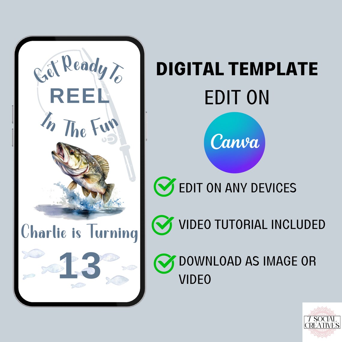 Digital Fishing Invite. Animated Birthday Fish Theme Invitation for Men ...