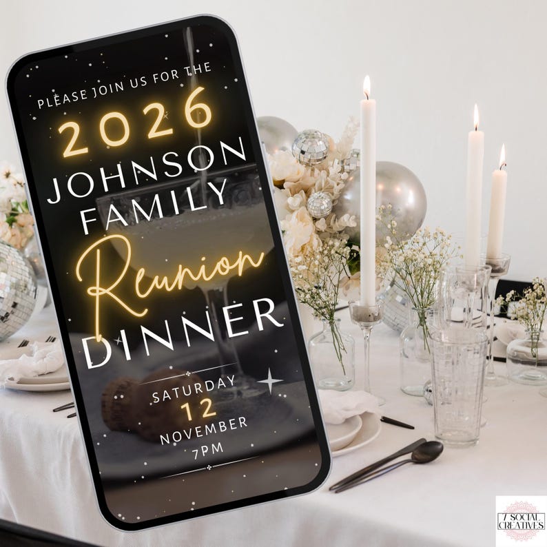 Family Reunion Dinner Invitation. Digital Party Invite. Elegant 2026 ...