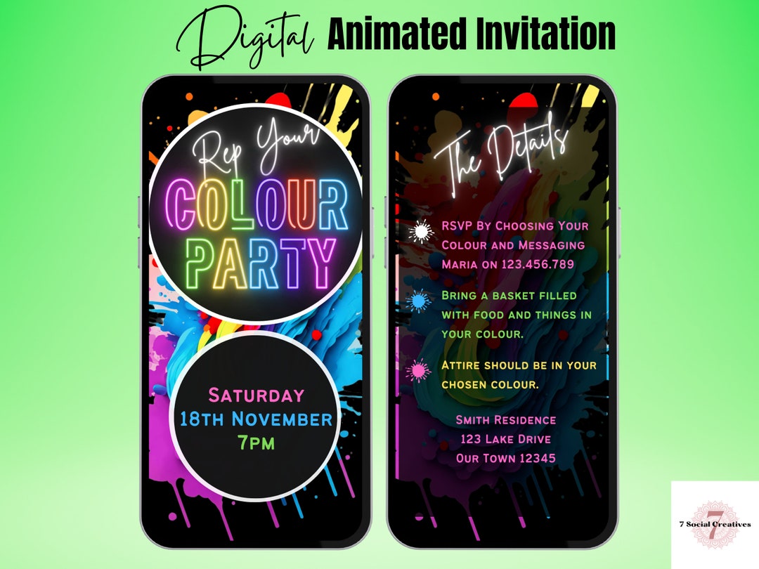 Colour Party Invitation. Digital Animated Invite. Host A Tiktok ...