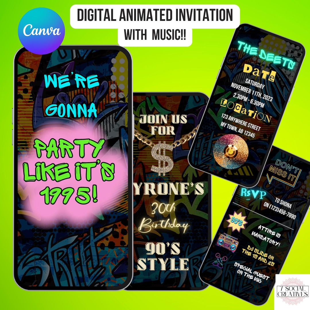 90s Party Invitation. Digital Back to the 1995 Birthday Invite With ...