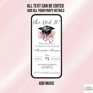 She Did It Graduation Invitation. Digital College or High School Grad ...