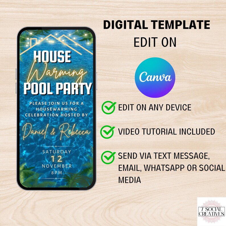Housewarming Pool Party Invitation. Digital Animated House Warming ...